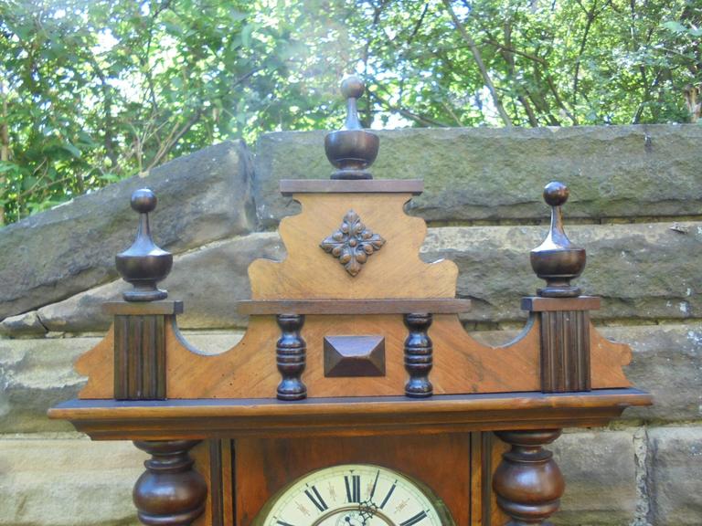 Antique Walnut Cased Double Weight Vienna Wall Clock Fattorini Bradford ...