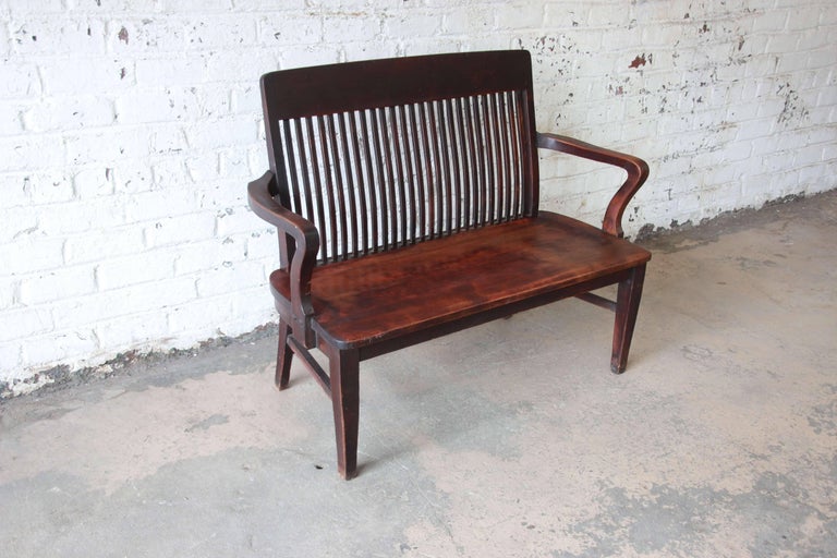 Antique Mahogany Banker's Bench by Milwaukee Chair Company, circa 1900 ...