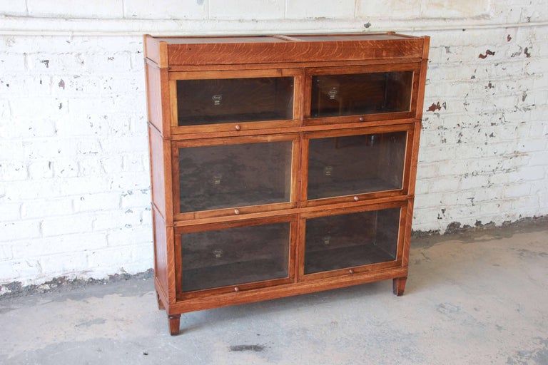 Antique Oak Double Barrister Bookcase by Macey at 1stDibs