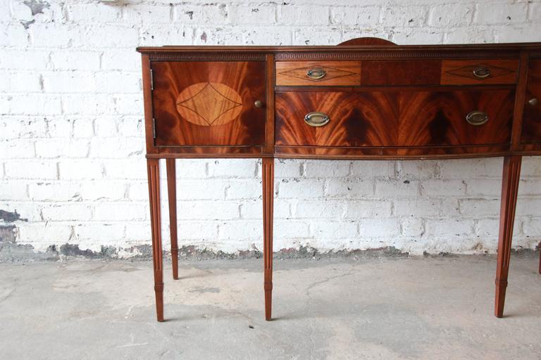 Limbert Hepplewhite Style Inlaid Flame Mahogany Sideboard Buffet, circa ...