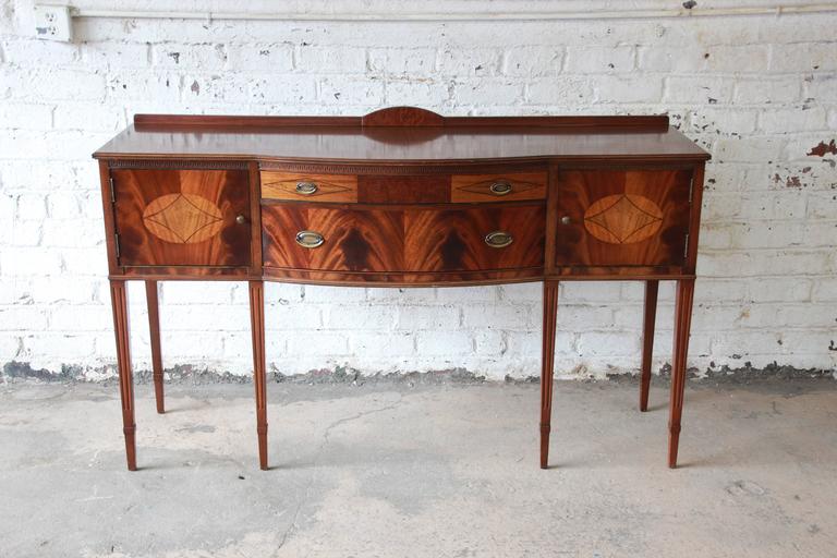 Limbert Hepplewhite Style Inlaid Flame Mahogany Sideboard Buffet, circa ...