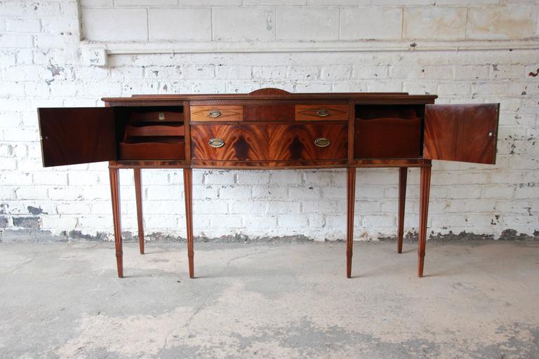 Limbert Hepplewhite Style Inlaid Flame Mahogany Sideboard Buffet, circa ...