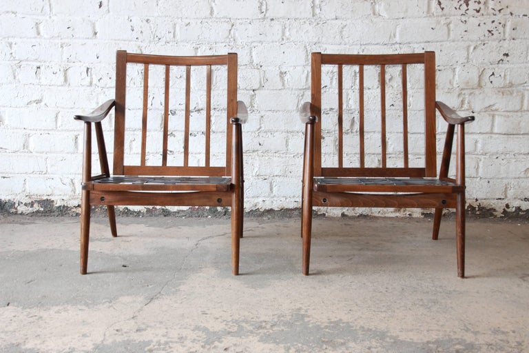 Pair of Mid-Century Modern Walnut Lounge Chairs by Ligna, circa 1950 at ...