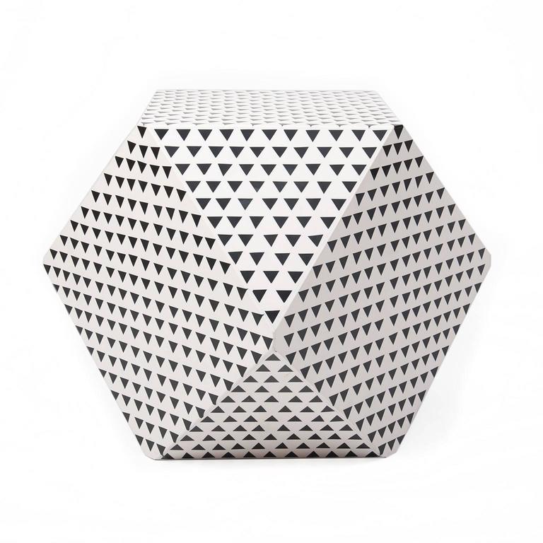 Aelfie Modern Triangular Black and White Geometric Thea Cube Table ...