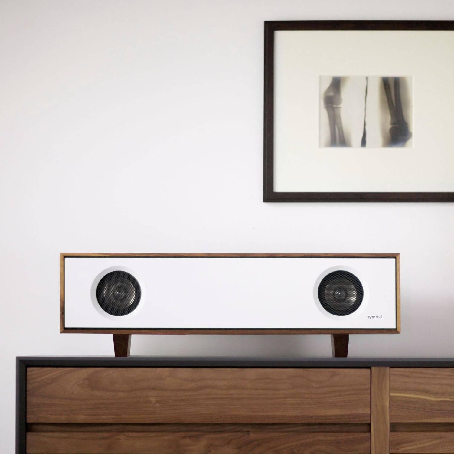 Tabletop HiFi Speaker Natural Walnut Cabinet with Glacier White Speaker ...