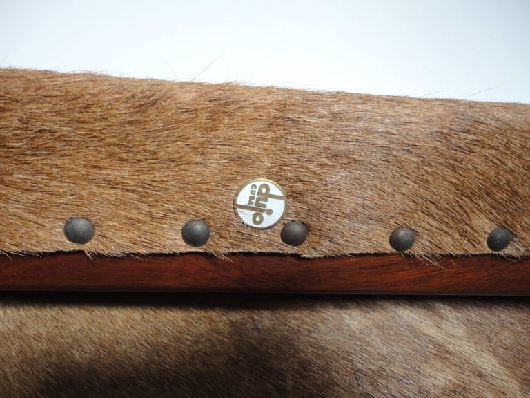 Dujo Cuba Pair of Architectural Stools in Mahogany and Goat Skin, 1970s ...