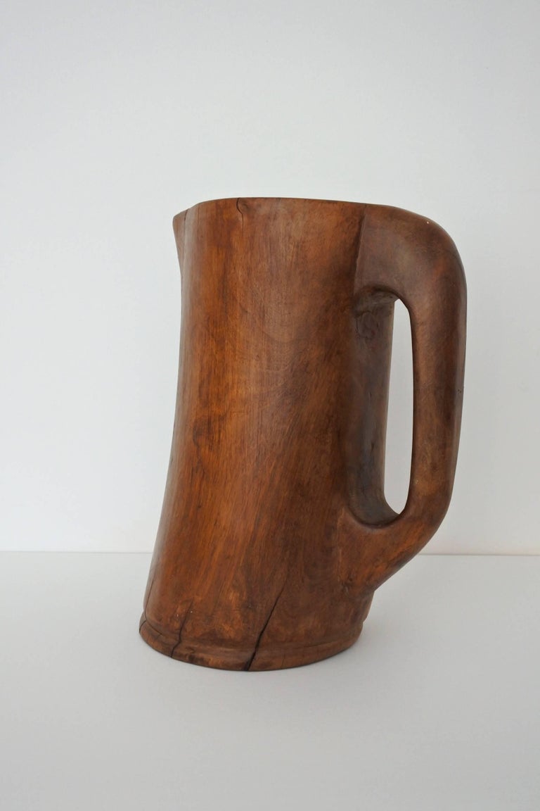 Hand-Carved Free-Form Wood Pitcher, Midcentury, France, 1950s at 1stDibs