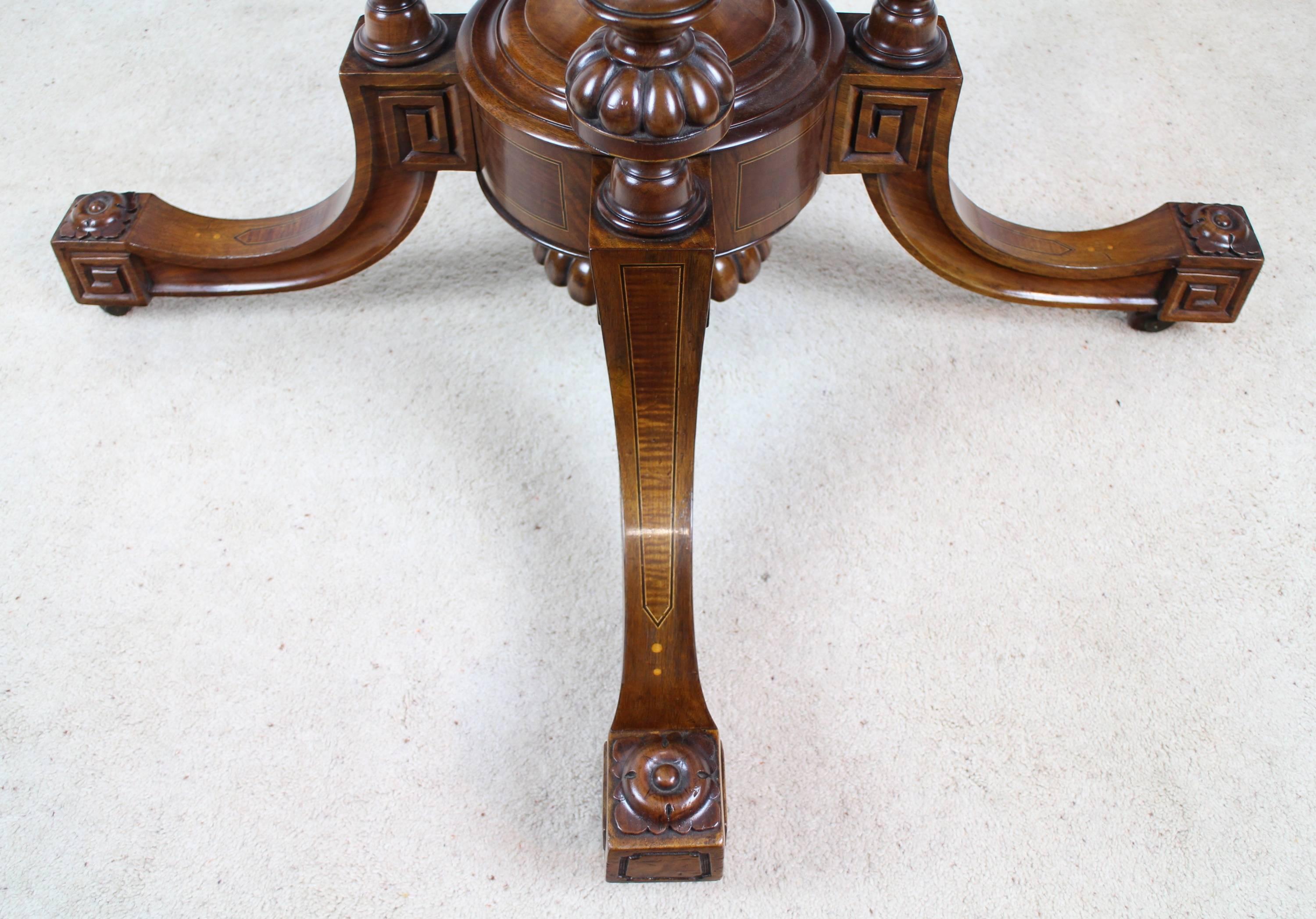 Victorian Burr Walnut, Satinwood, Box and Ebony Inlaid Circular Centre ...