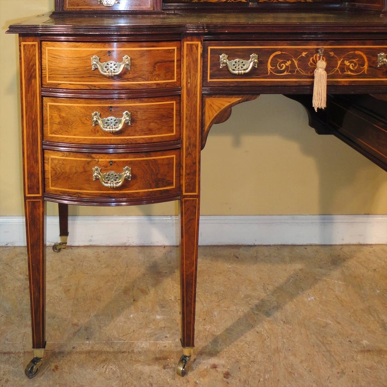 Sheraton Revival Rosewood and Marquetry Inlaid Desk, 19th Century For ...