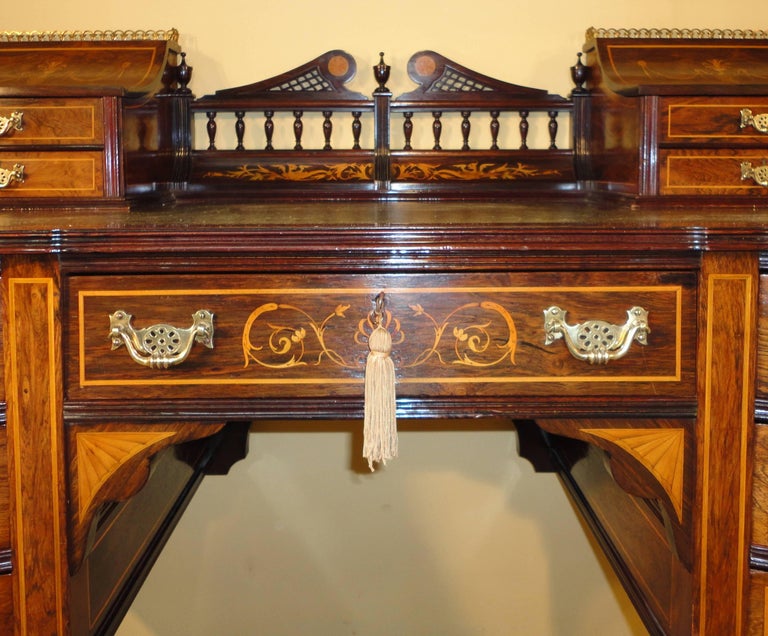 Sheraton Revival Rosewood and Marquetry Inlaid Desk, 19th Century For ...