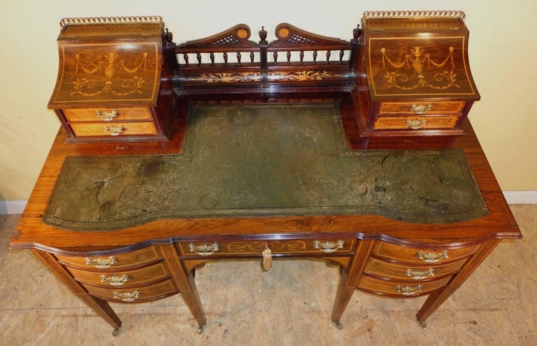 Sheraton Revival Rosewood and Marquetry Inlaid Desk, 19th Century For ...