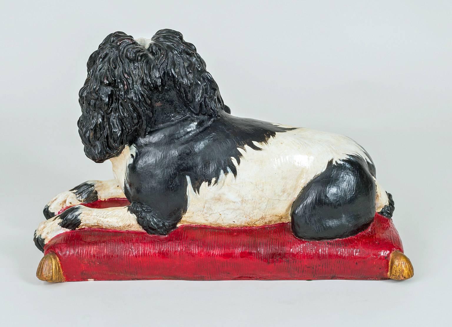 Early Staffordshire Black and White Sitting Spaniel at 1stDibs