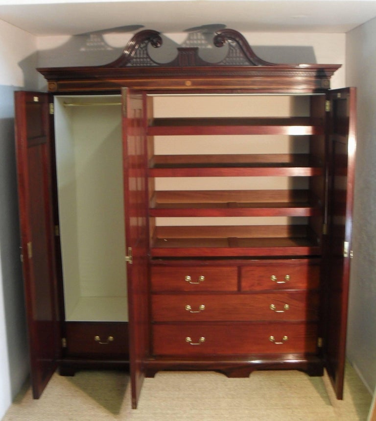 Edwardian Sheraton Revival Mahogany Inlaid Wardrobe at 1stDibs