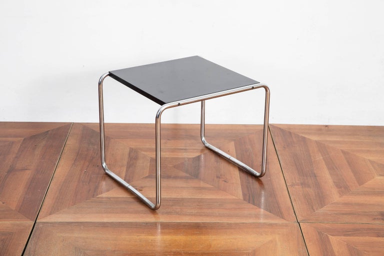 Marcel Breuer Black Laminated Wood and Steel 'Laccio' Side Table for ...