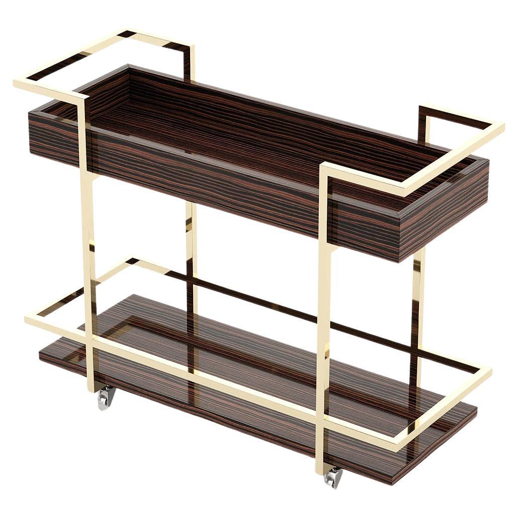 Contemporary Tea Or Beverage Cart Ft. Black Ceramic Tray For Sale at ...