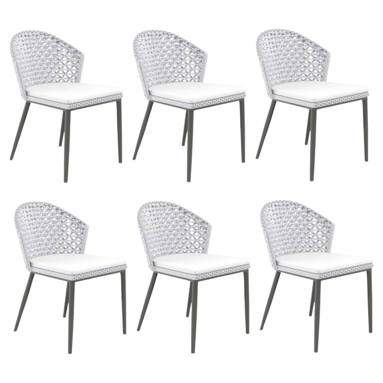 Outdoor Dining Chairs in Seashell Weather Resistant Wicker / Set of 6 ...