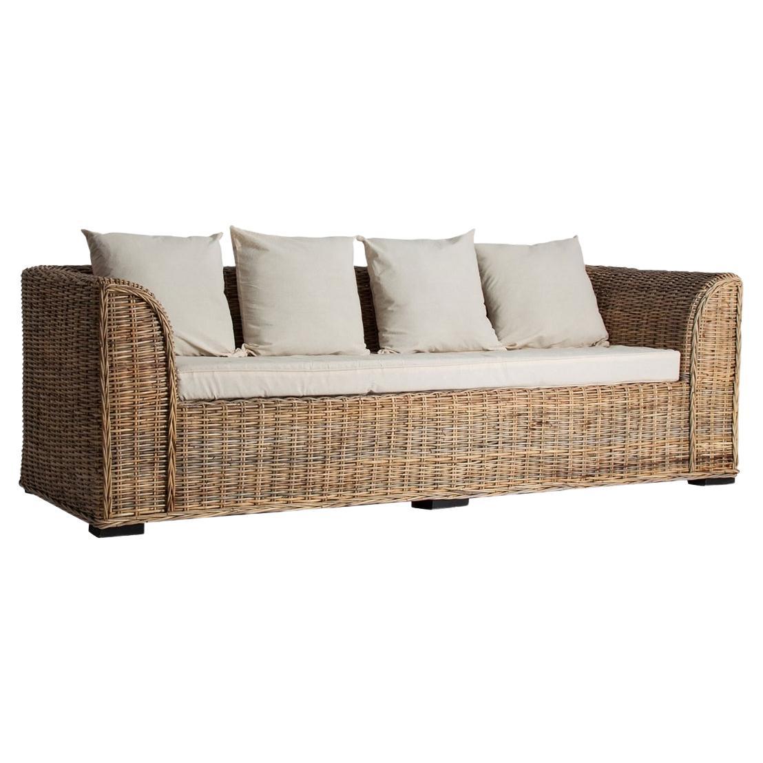 Fast Track, Contemporary Sofa Daybed in Natural Rattan and White Cotton ...