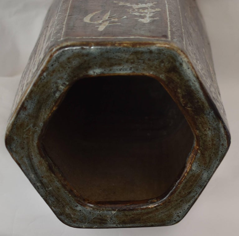 Japanese Tall Hexagonal Ceramic Hibachi, circa 1950 For Sale at 1stdibs