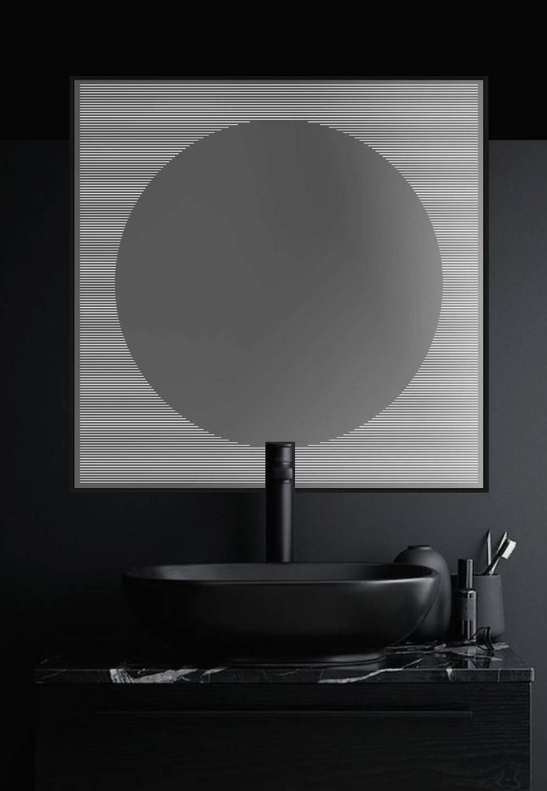 Horizon Mirror with Antiqued Finish Finely Etched Pattern Back ...