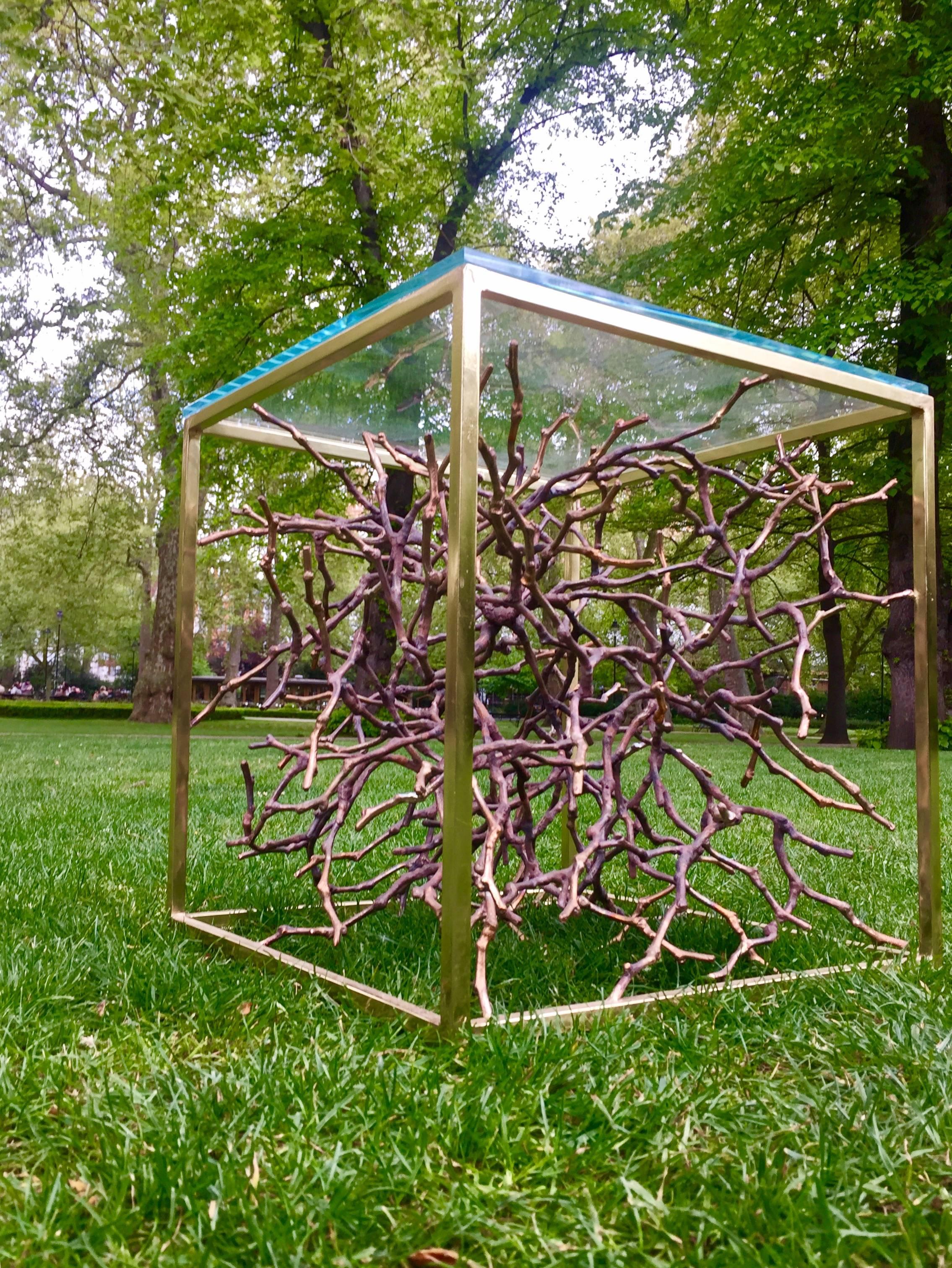 Cast Bronze Magnolia Twigs with Brass Frame Side Table at 1stDibs ...