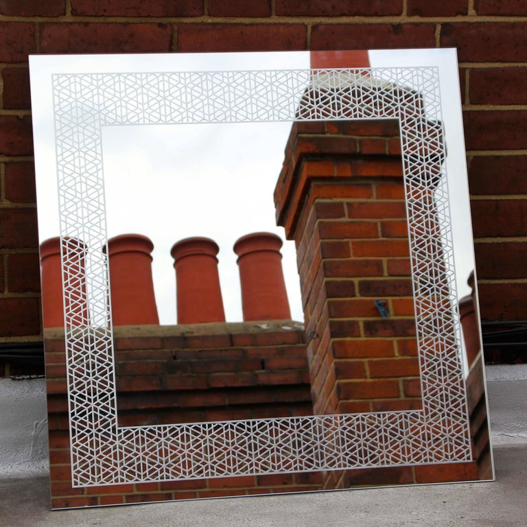 Granada Mirror, Square Etched Hand Gilded Silver Frameless For Sale at ...