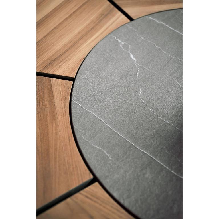 Roda Brick Outdoor Round Dining Table in Teak For Sale at 1stDibs