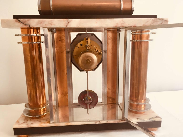 French Art Deco F. Martin Marble Mantel Clock, circa 1930s For Sale at ...