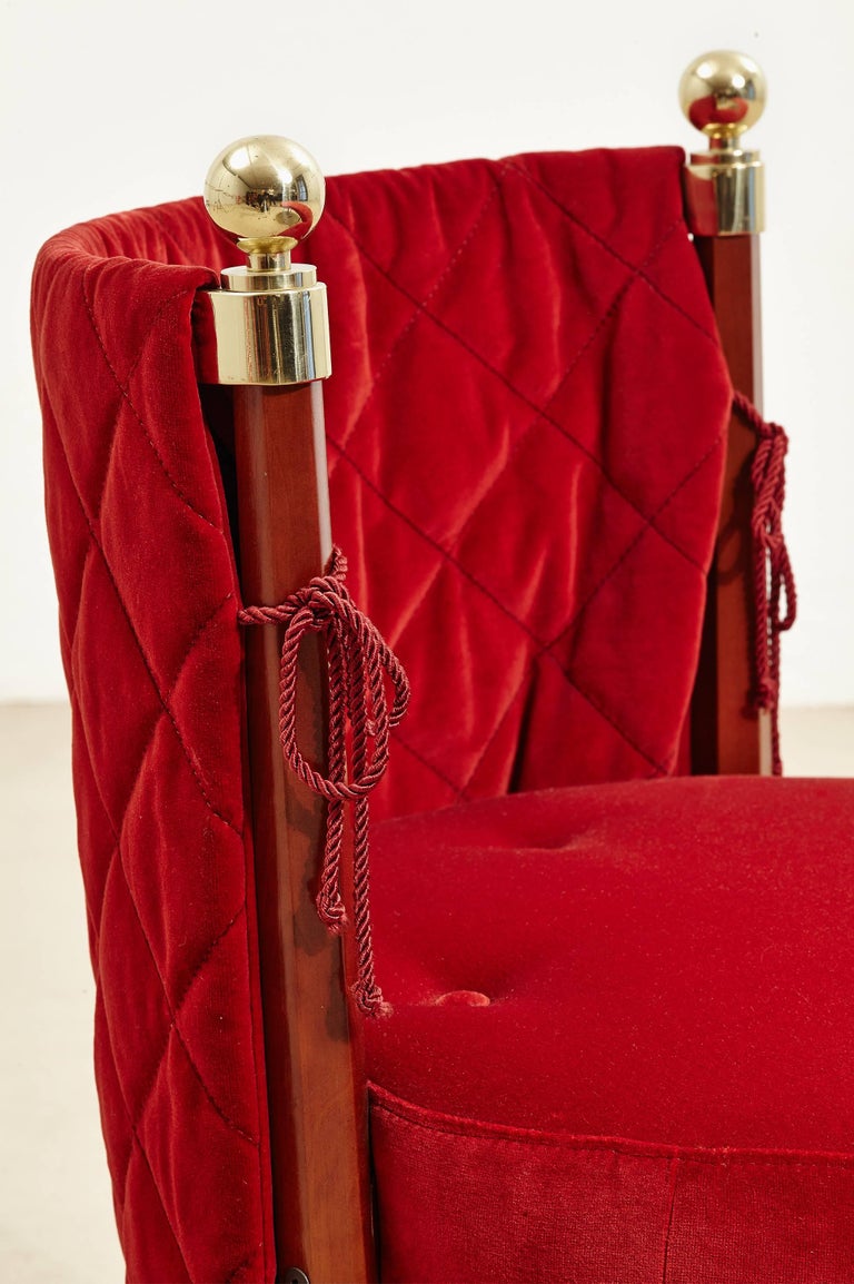 Three-Seat Red Velvet Bench by Jeannot Cerutti for Sawaya and Moroni ...