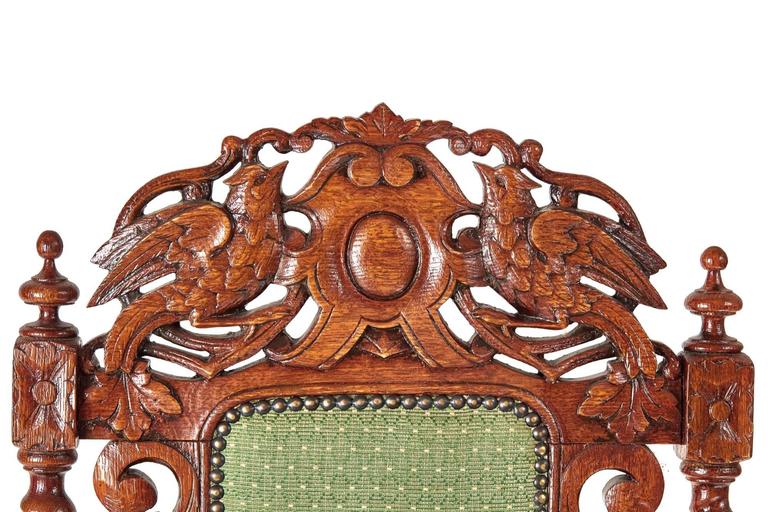 Carved Oak Baronial Throne For Sale at 1stDibs