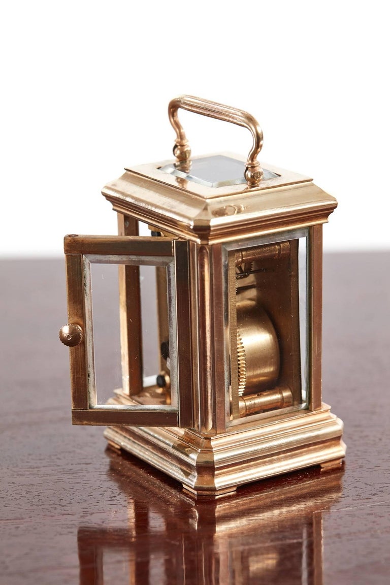 Fine Miniature Antique French Brass Carriage Clock at 1stDibs