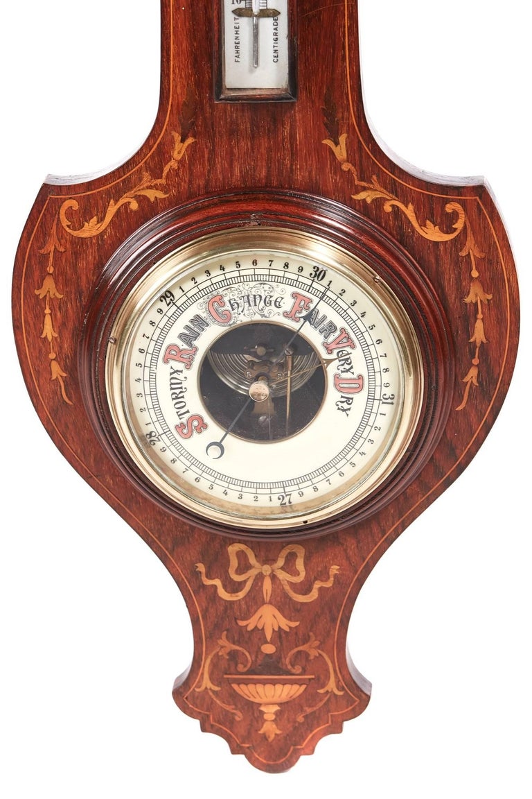 Antique Hardwood Inlaid Barometer at 1stDibs