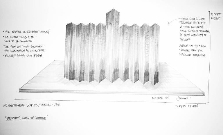 Modern Menorah Garden Art Sculpture Indoor / Outdoor Modernist Jewish ...