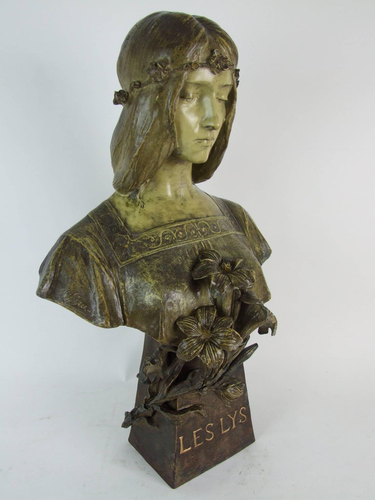 Art Nouveau Bust by Goldscheider, circa 1899 For Sale at 1stDibs