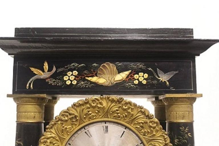 Early 19th Century French Painted Portico Clock For Sale at 1stDibs