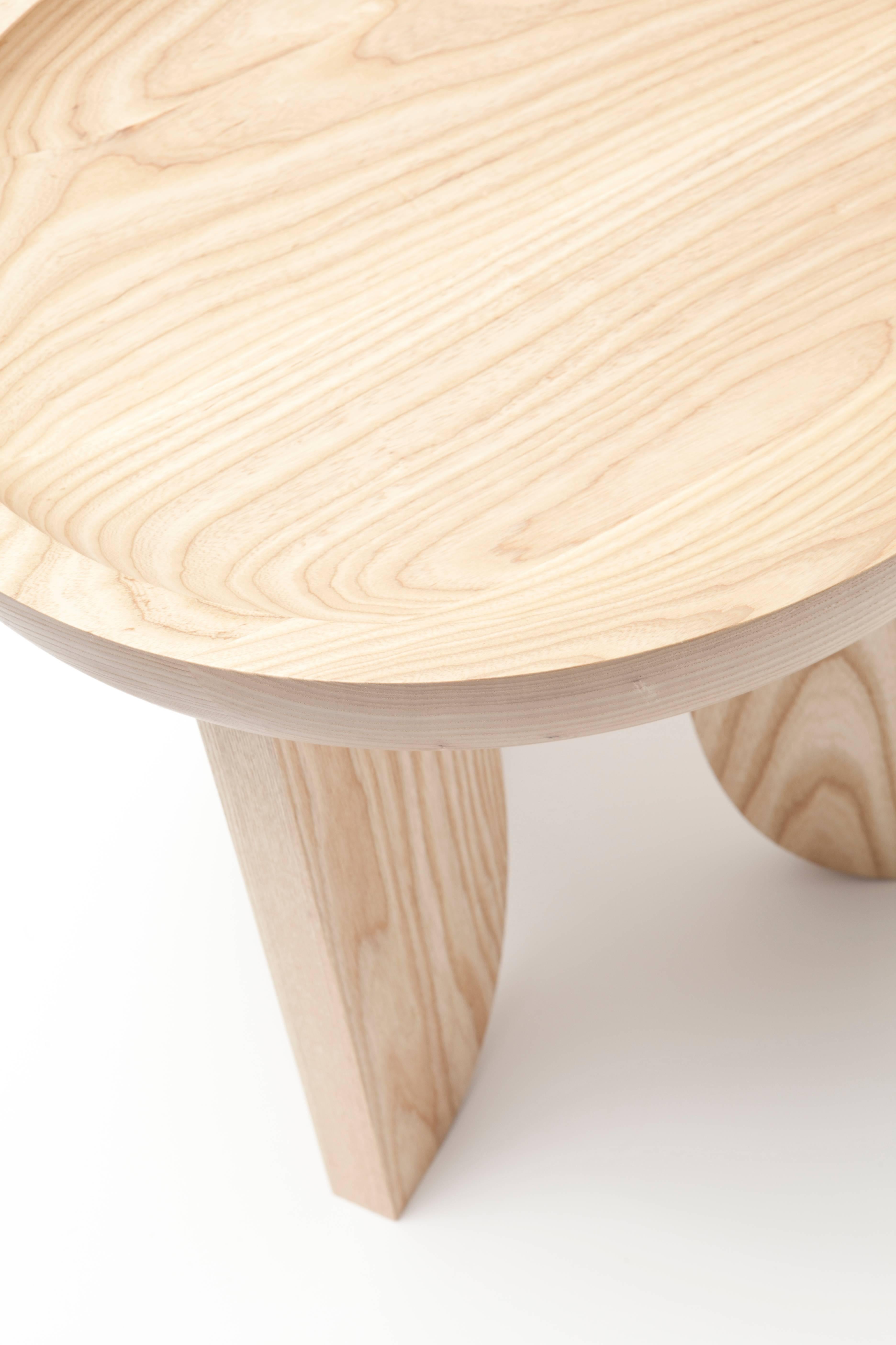 Dish Solid Wood Contemporary Sculptural Carved Side Coffee Stool Table ...
