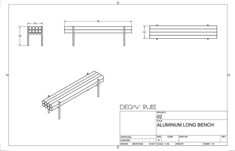 Contemporary Polished Aluminum Minimalist Long Tube Bench For Sale at ...
