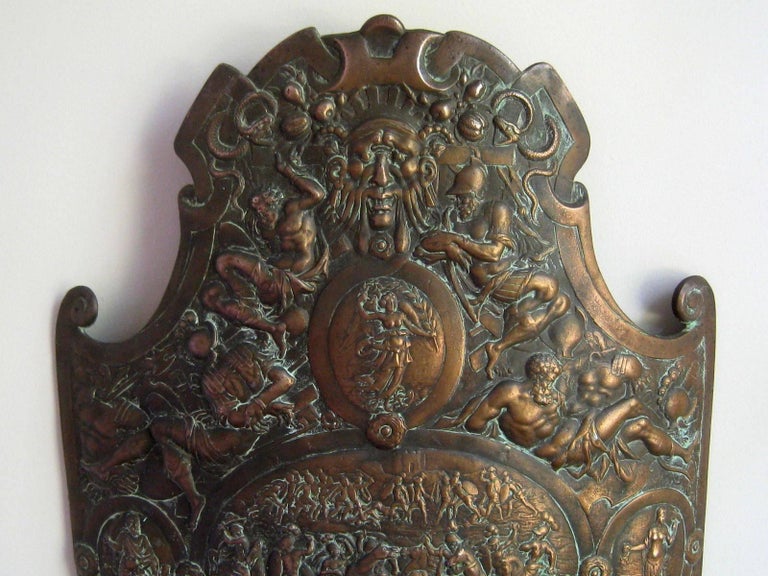 Cast Iron Renaissance Style Shield circa 1900 Antique Medieval Bronzed ...