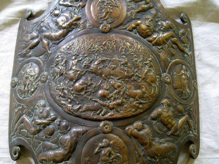 Cast Iron Renaissance Style Shield circa 1900 Antique Medieval Bronzed ...