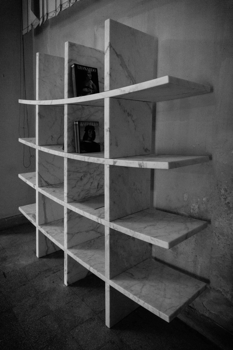 Bend Marble Bookcase by Marco Guazzini for Carrara Design Factory For ...