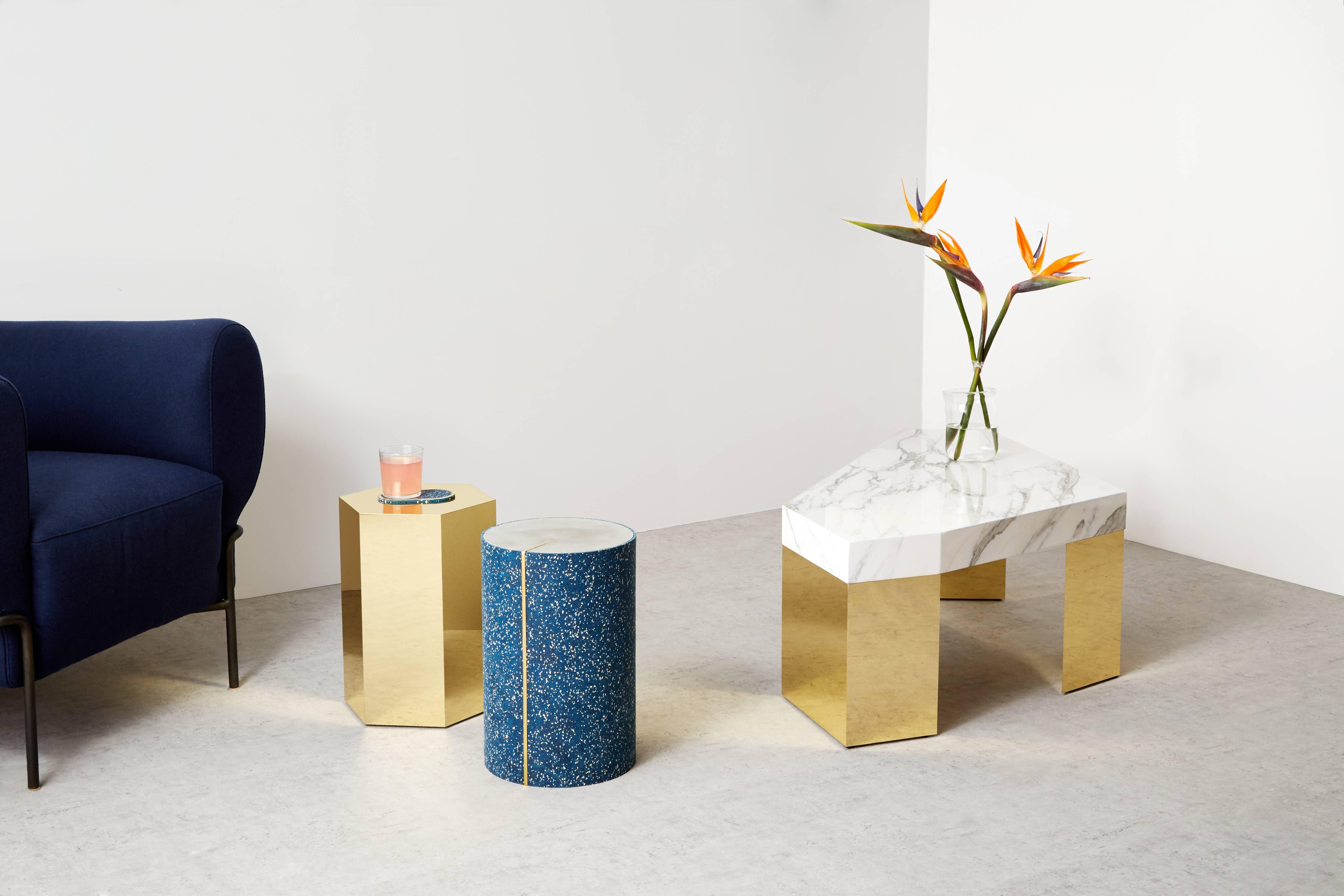 Contemporary Shiny Hex Brass Side Table Made in USA For Sale at 1stDibs ...