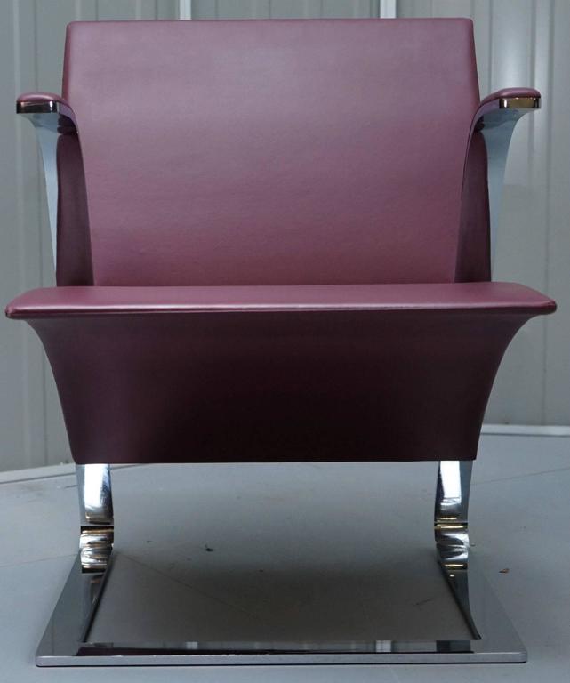 Pair of Ricardo Antonio Poltrona Frau Ravello Armchairs Pelle Plum ...