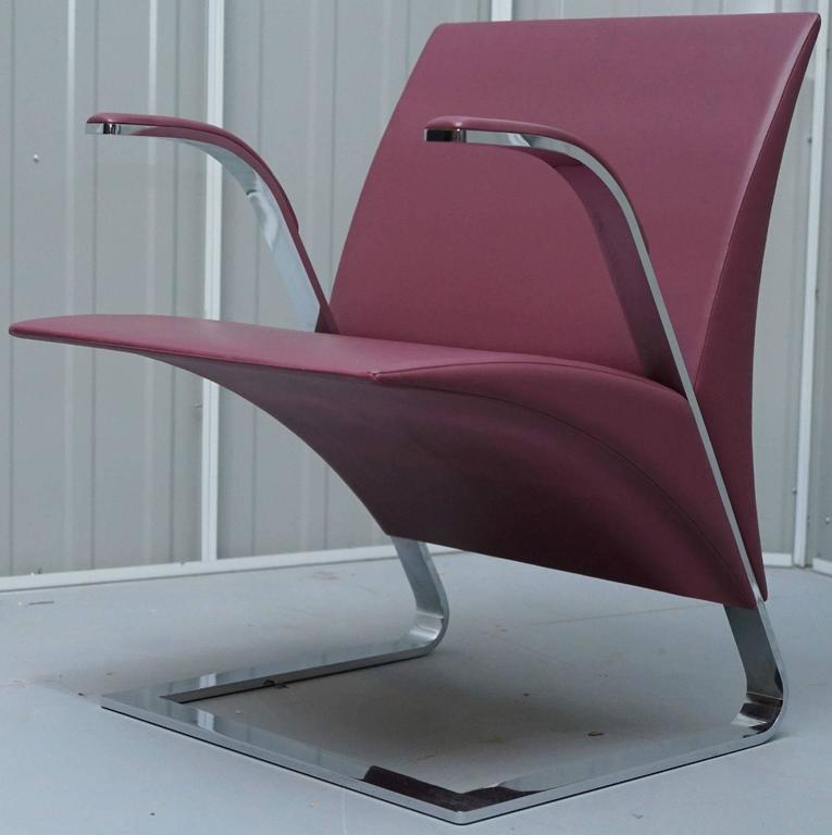 Pair of Ricardo Antonio Poltrona Frau Ravello Armchairs Pelle Plum ...