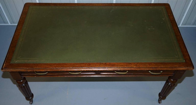 Victorian Walnut Gillows Reeded Legs Leather Partner Desk at 1stDibs