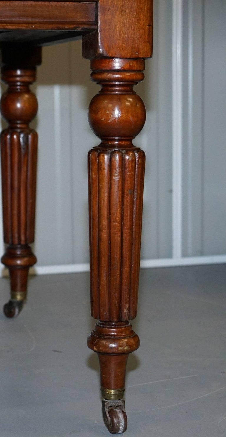 Victorian Walnut Gillows Reeded Legs Leather Partner Desk at 1stDibs