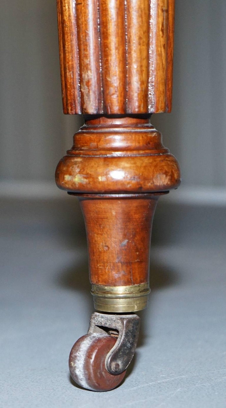 Victorian Walnut Gillows Reeded Legs Leather Partner Desk at 1stDibs