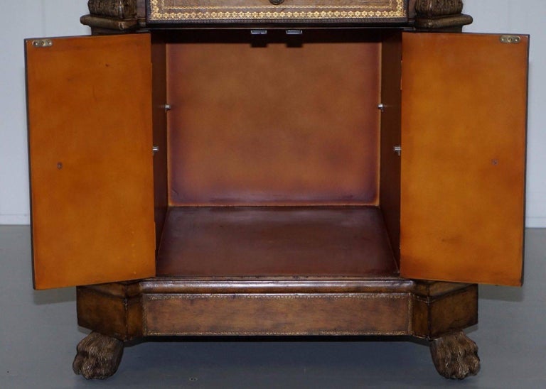 Regency Styled Leather Clad Lion Hair Paw Feet Cupboard Chest With ...