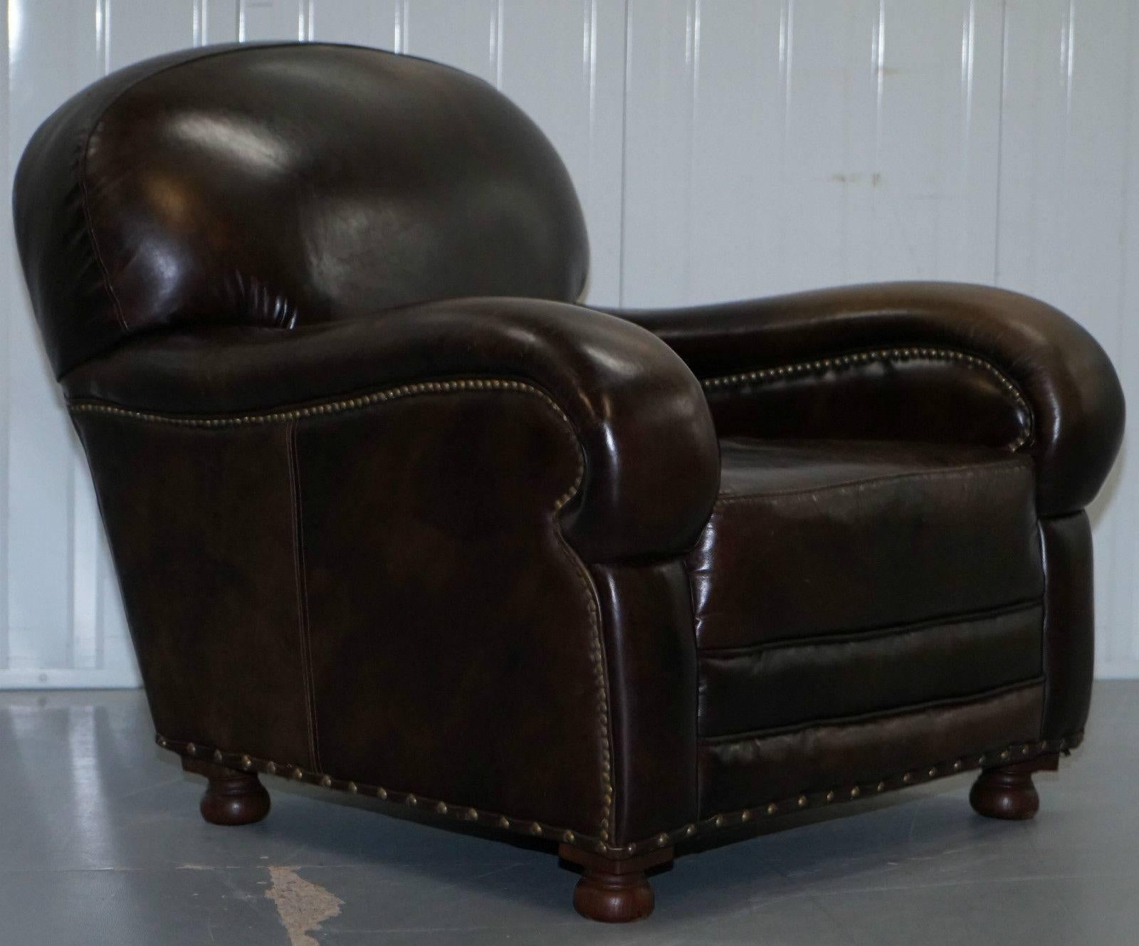 Gentleman's Club Cigar Brown Leather Vintage Armchair at 1stDibs ...