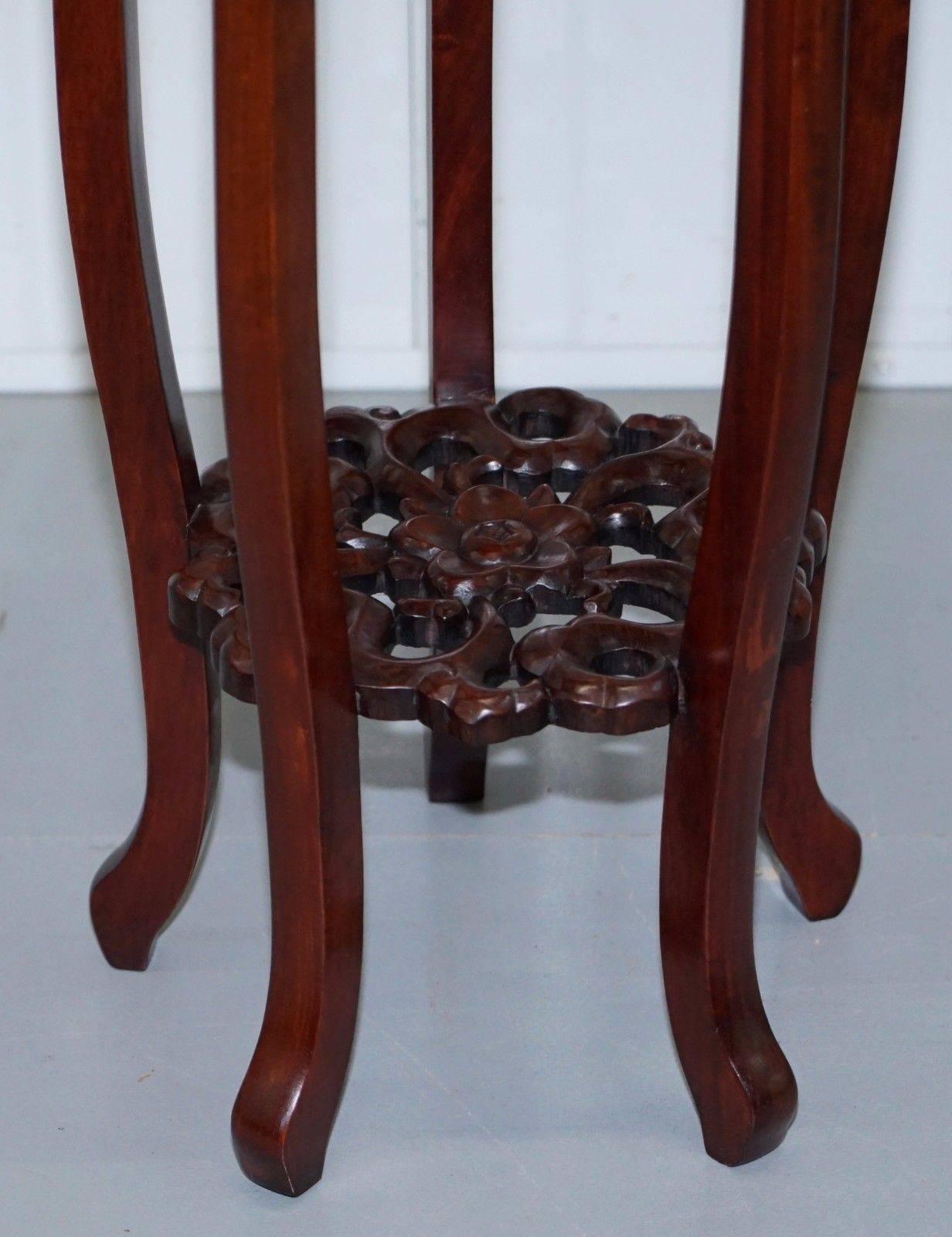 Large Antique Chinese Floral Tree Carved Jardinière Plant Pot Stand at ...