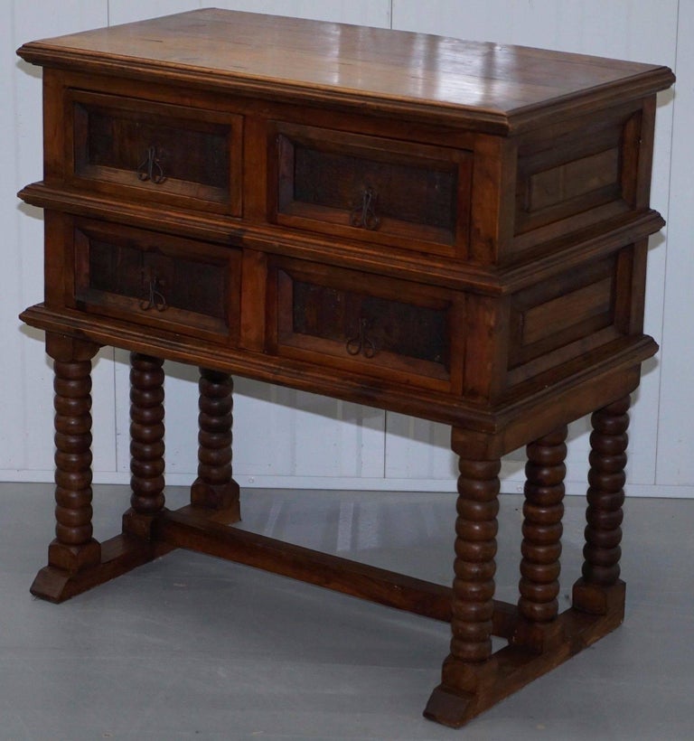 Solid Oak Bobbin Turned Triple Leg Sideboard Chest of Drawers Great ...
