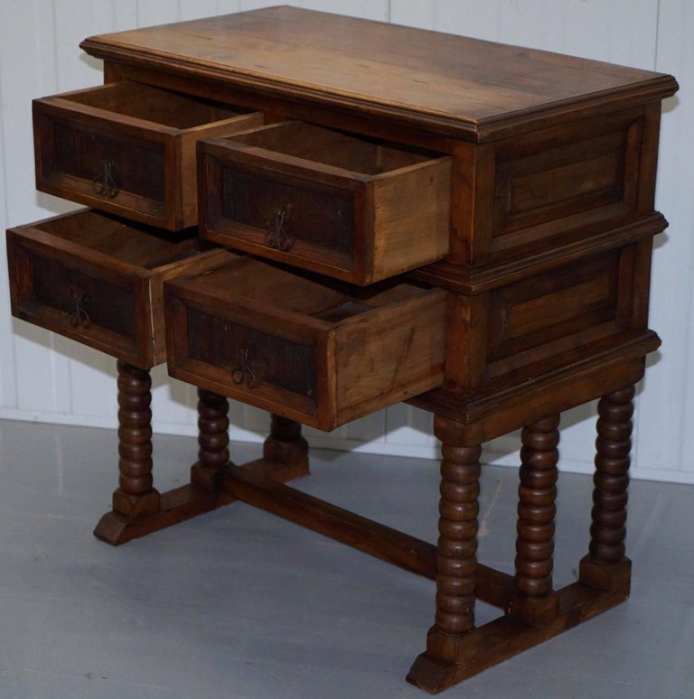 Solid Oak Bobbin Turned Triple Leg Sideboard Chest of Drawers Great ...